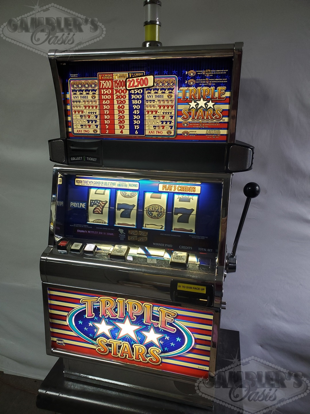 IGT TRIPLE STARS FOUR REEL S2000 SLOT MACHINE For Sale • Gambler's ...
