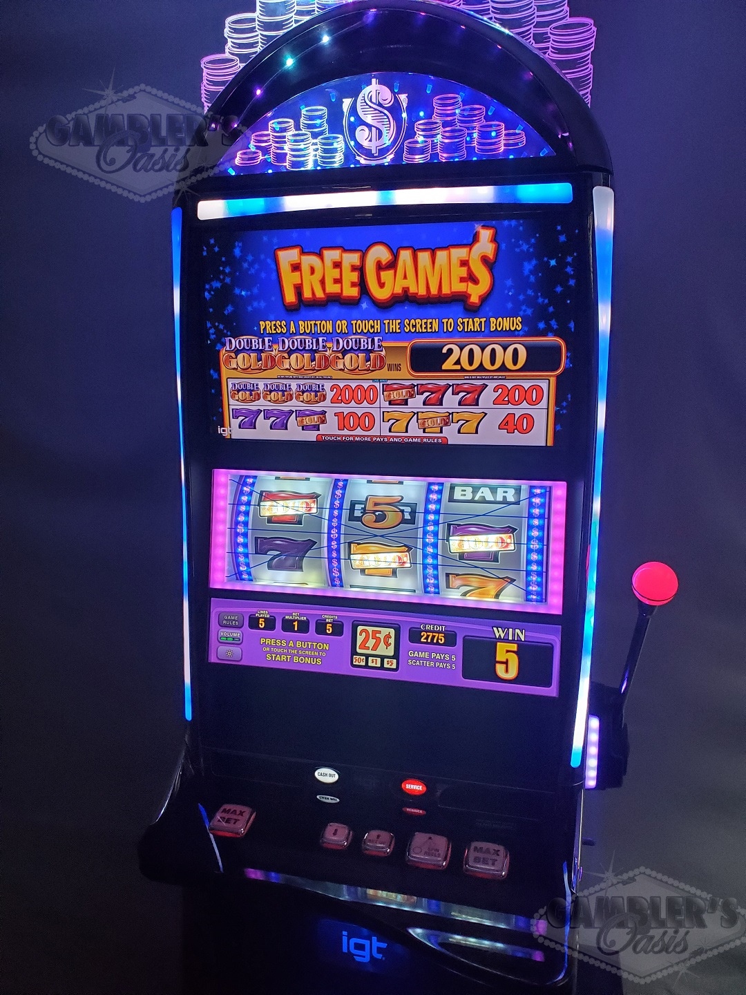 IGT DOUBLE DOUBLE GOLD FREE GAMES FIVE LINE S3000 SLOT MACHINE WITH ...
