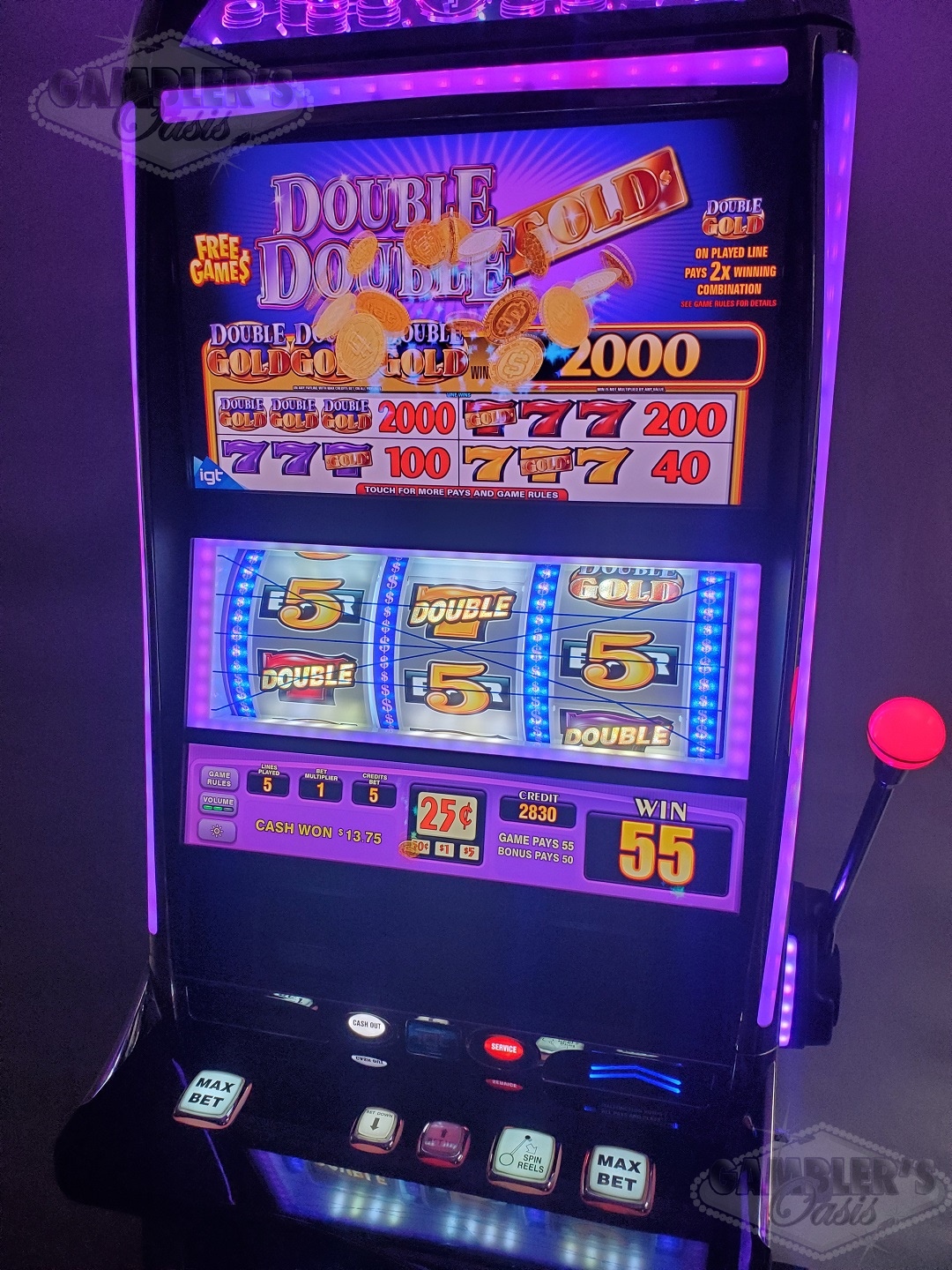 IGT DOUBLE DOUBLE GOLD FREE GAMES FIVE LINE S3000 SLOT MACHINE WITH ...