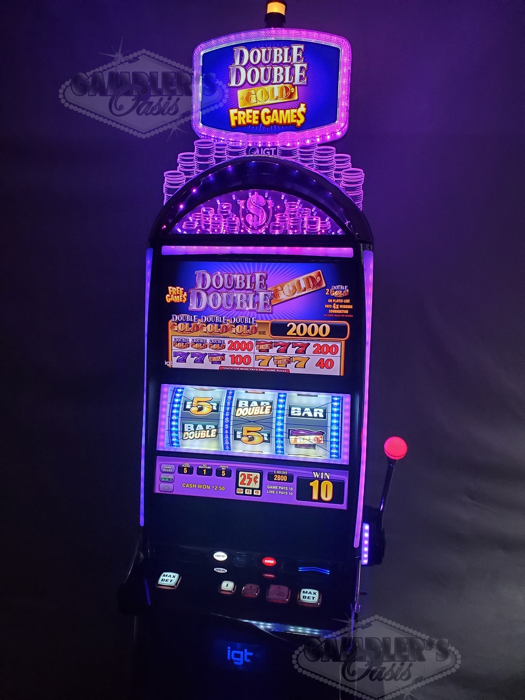 IGT DOUBLE DOUBLE GOLD FREE GAMES FIVE LINE S3000 SLOT MACHINE WITH ...