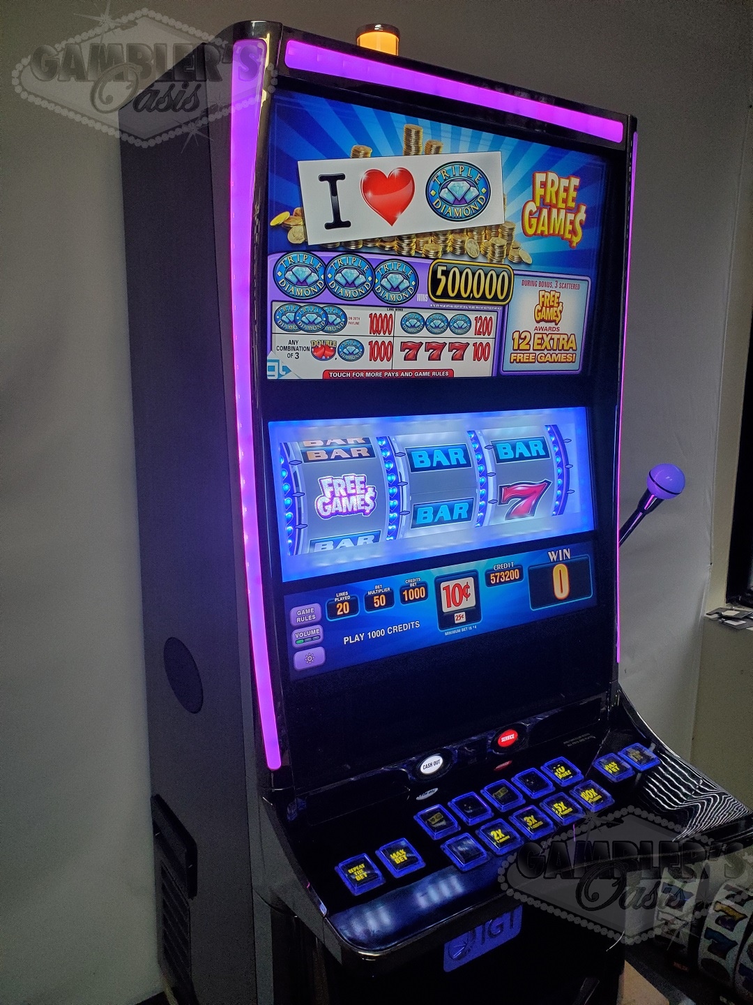 IGT I LOVE TRIPLE DIAMOND FREE GAMES S3000 SLOT MACHINE For Sale ...